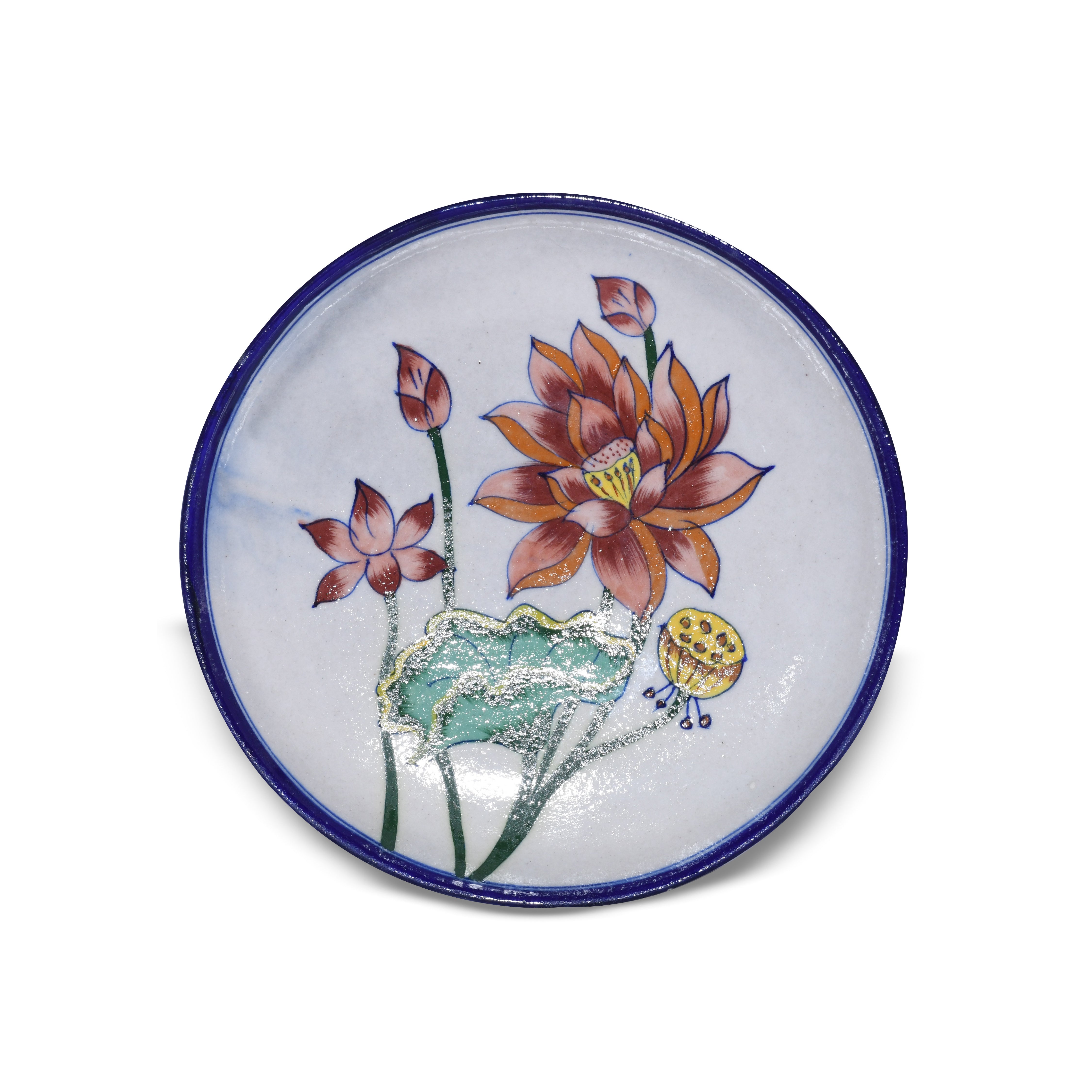 Decorative Plate – Hand-Painted Lotus Design – Dharohar Global